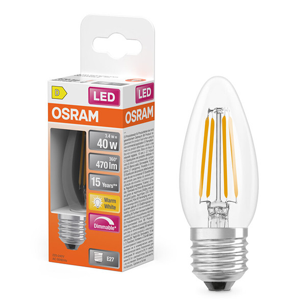 Osram LED lamp E27 | Kaars B35 | Filament | Helder | 2700K | Dimbaar 3.4W (40W) Osram 123led.nl